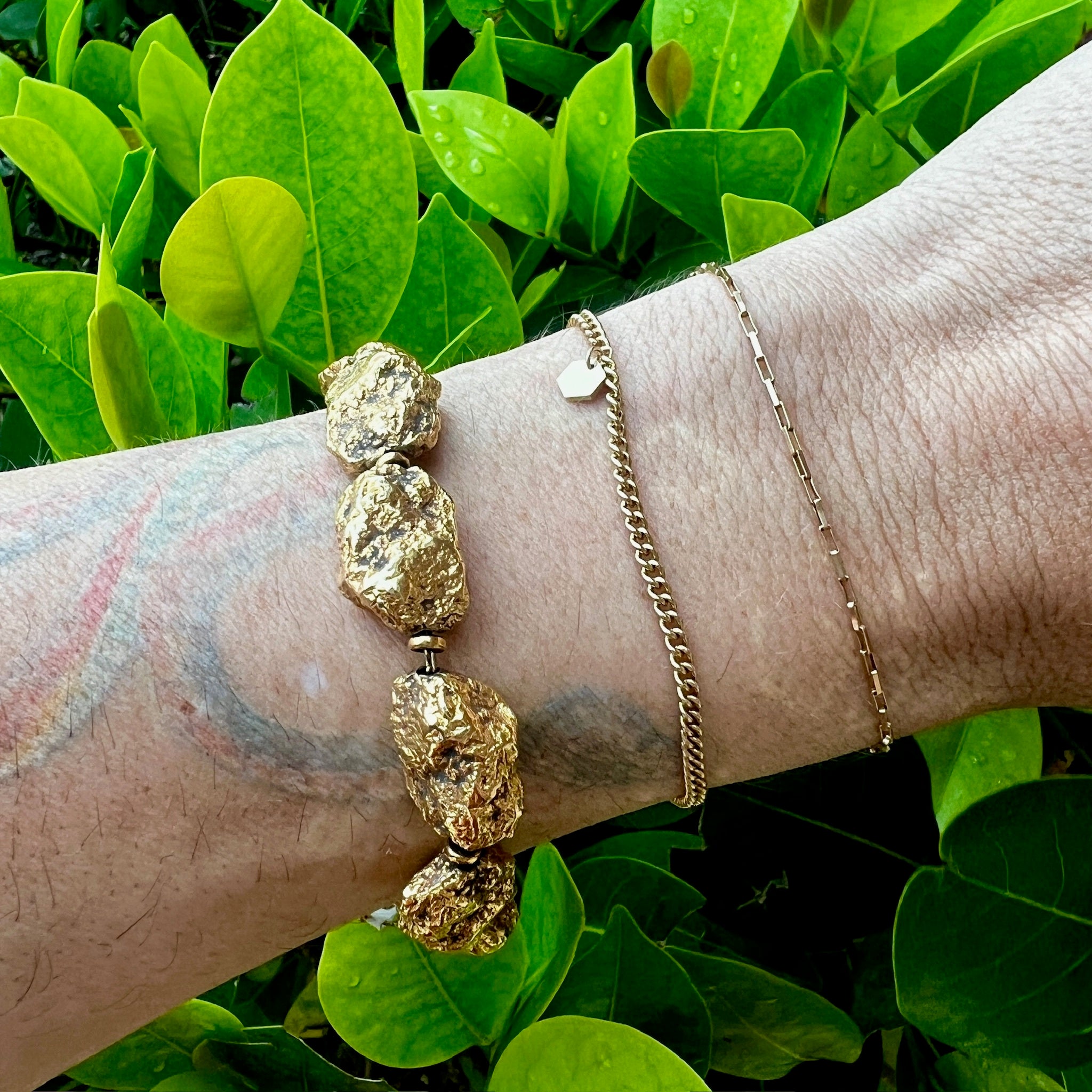 Roberto Coin 18k Yellow Gold Nugget Bracelet Beckner Jewelry Repair Engraving Custom Permanent Jewelry